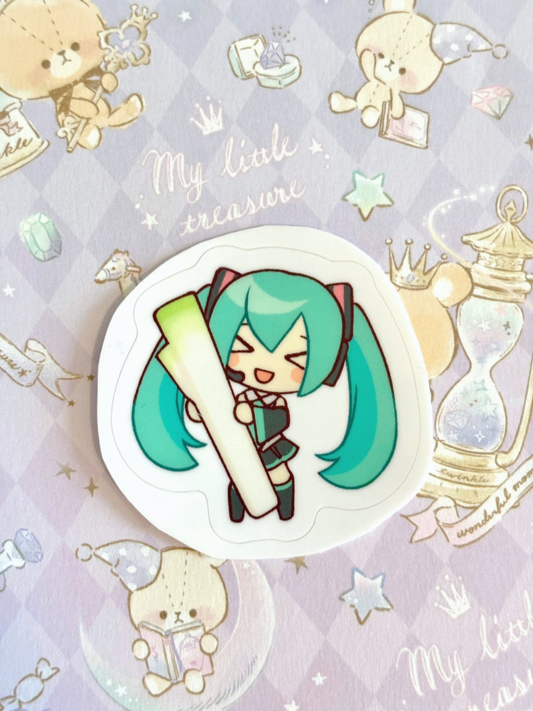 Miku With Leek Die Cut Vinyl Sticker Miku Glossy Vinyl Sticker - Etsy