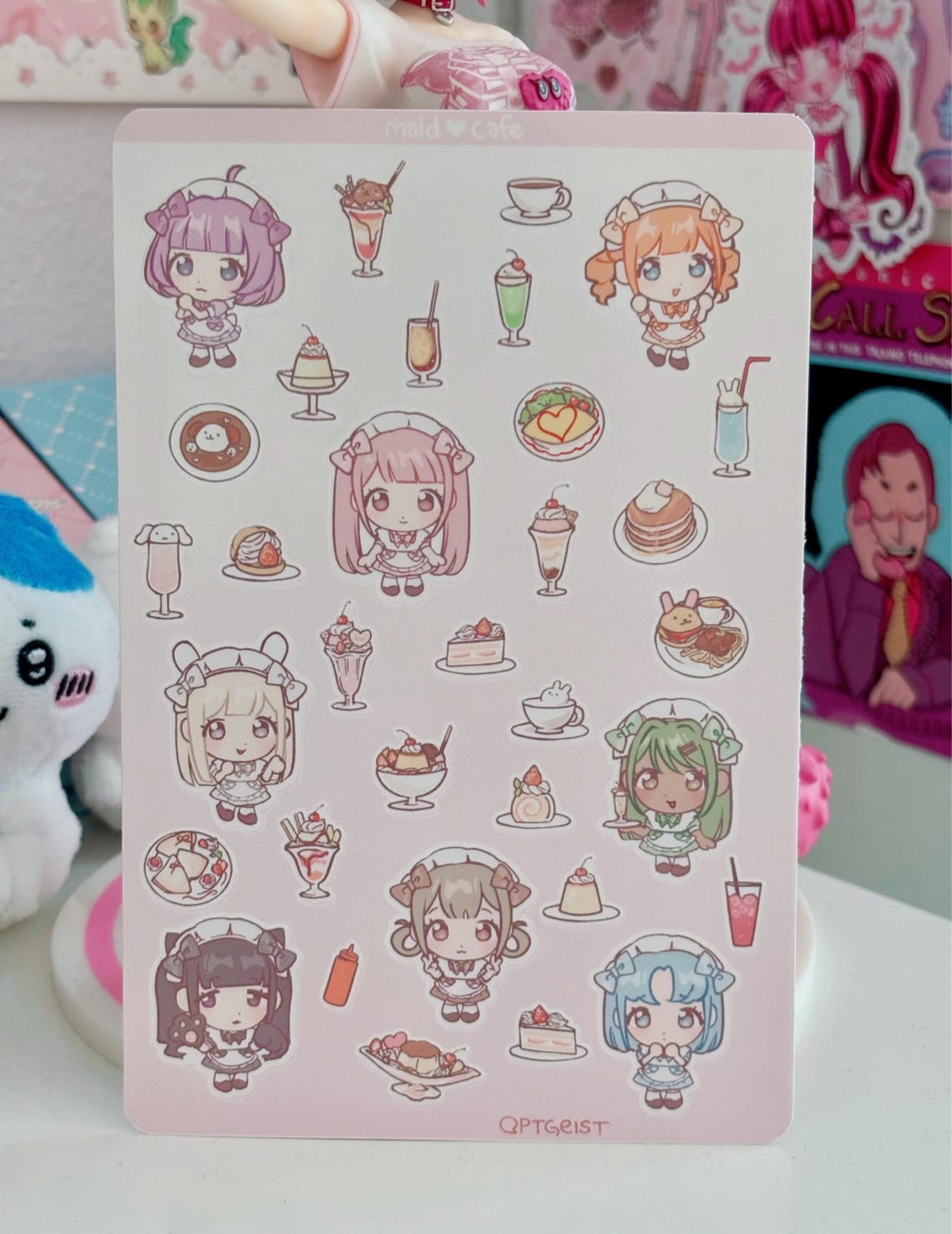 Maid Cafe Sticker Sheet | Anime Sweets, Journaling Stickers (4x6 In) - Etsy