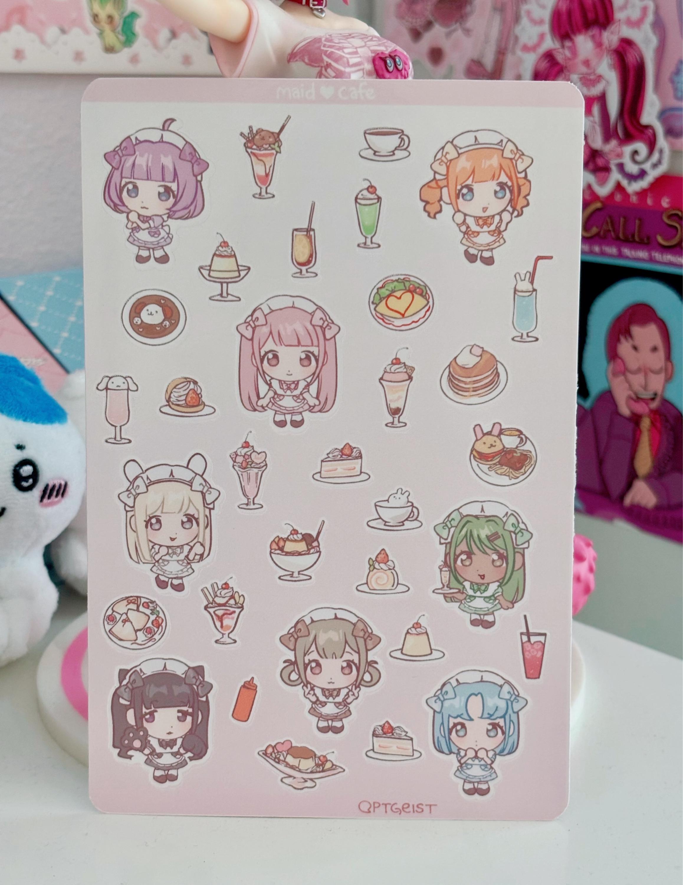 Maid Cafe Sticker Sheet | Anime Sweets, Journaling Stickers (4x6 In) - Etsy