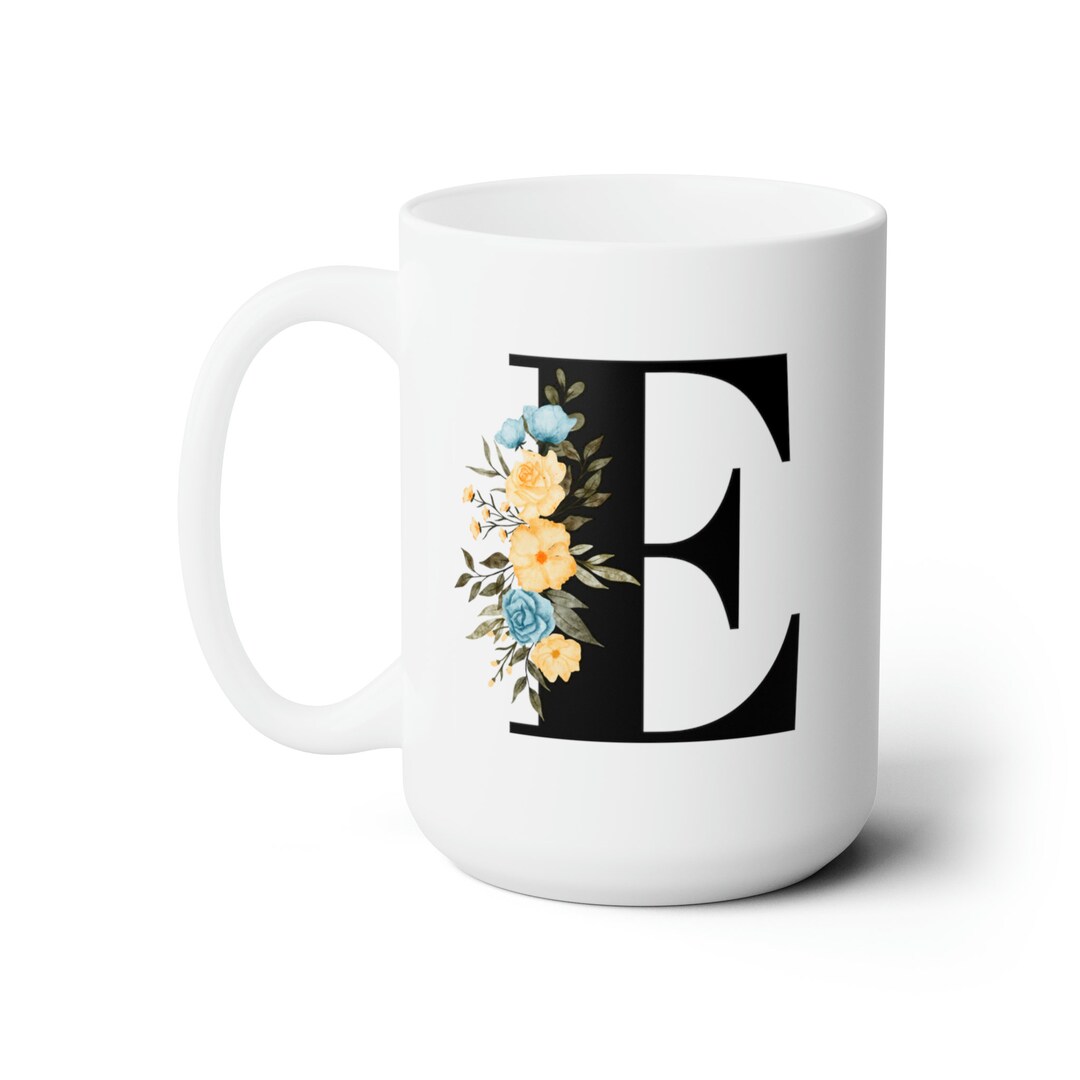 Beautiful Letter E With Bouquet of Yellow and Blue Flowers - Etsy