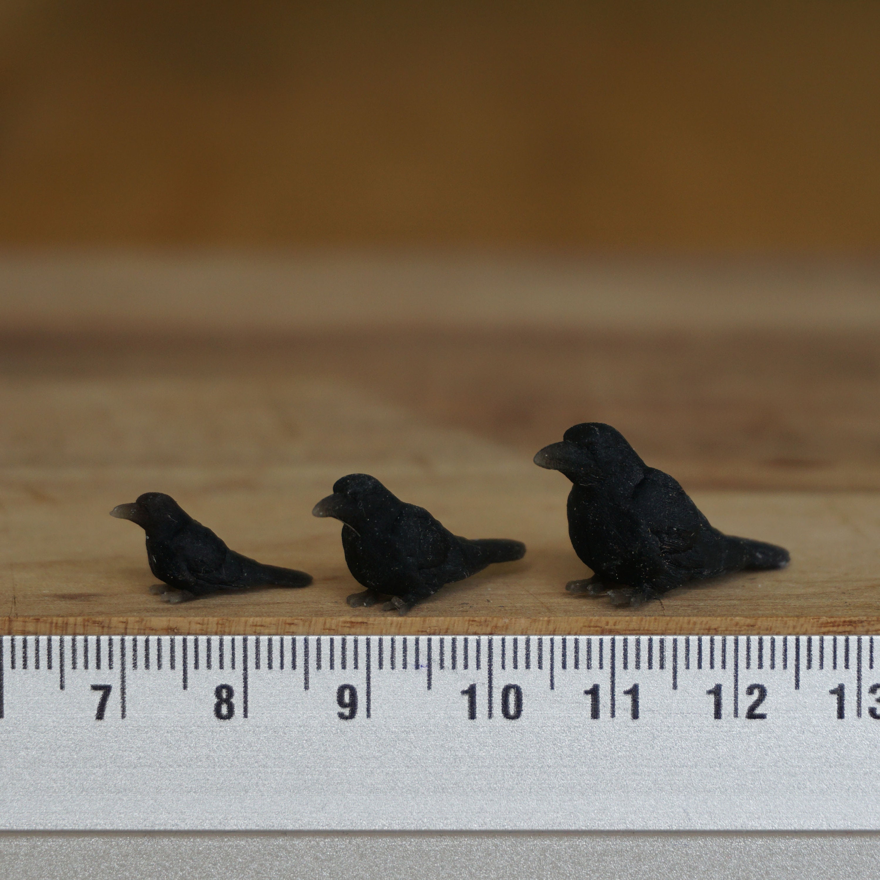 Miniature Sitting Raven, 1:12 Scale Mini Black Birds, Haunted Spooky ...