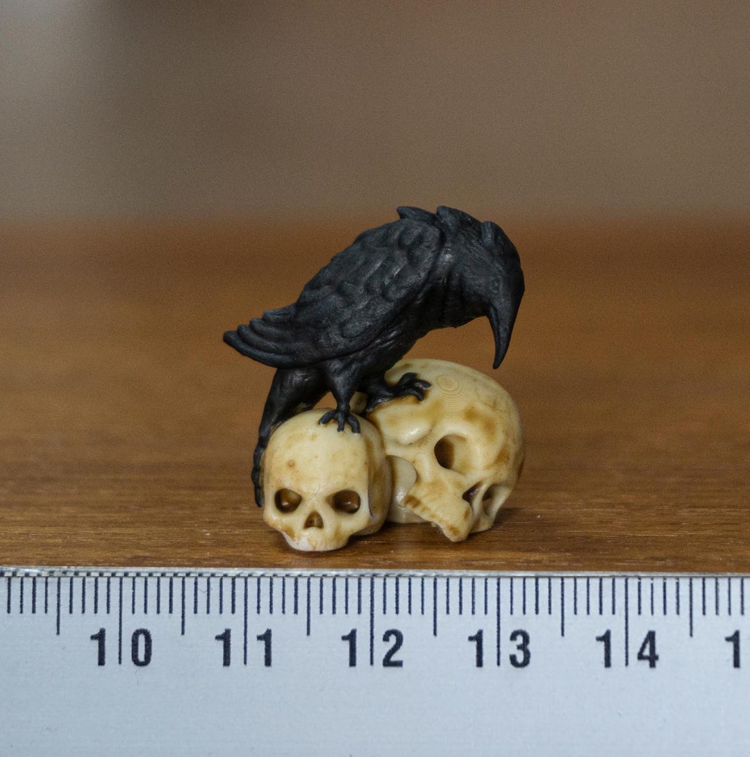 Miniature Raven on Skulls, 1:12 Scale Mini Black Birds - Etsy