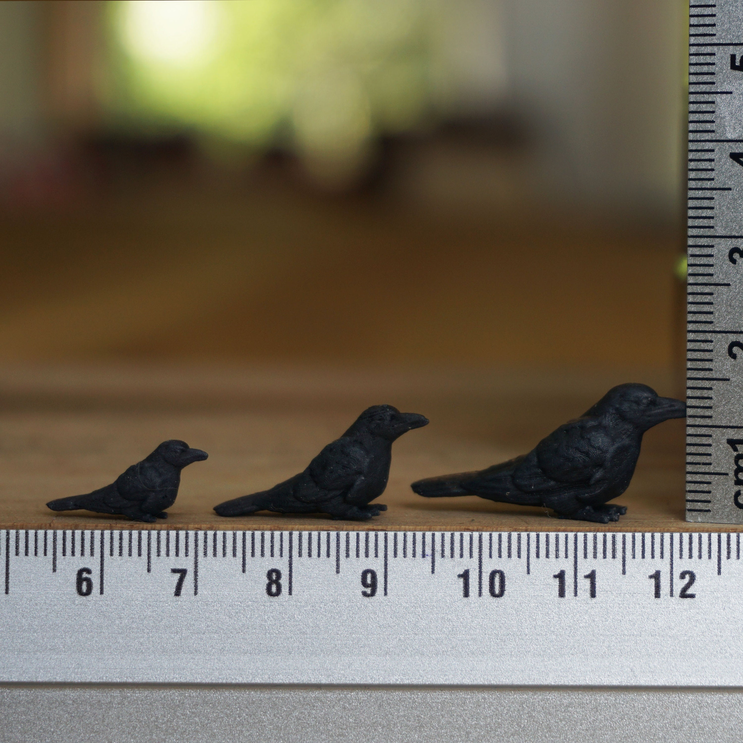 Miniature Sitting Raven, 1:12 Scale Mini Black Birds, Haunted Spooky ...