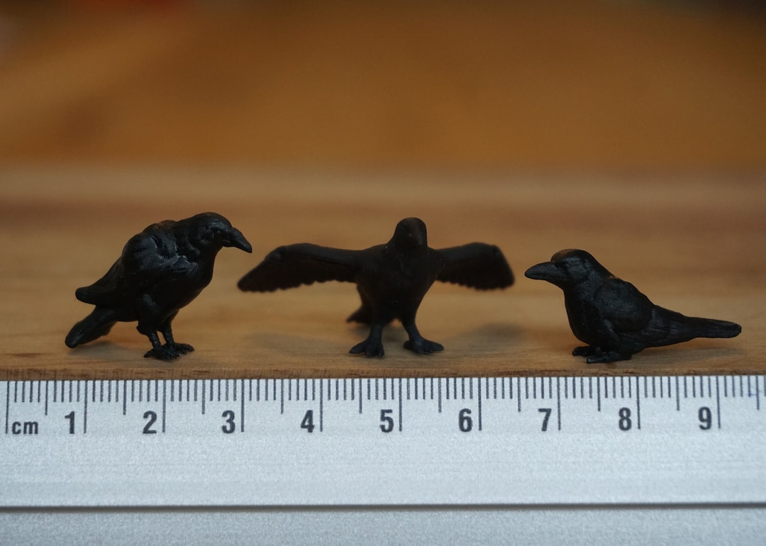 Miniature Raven, 1:12 Scale Mini Black Birds - Etsy