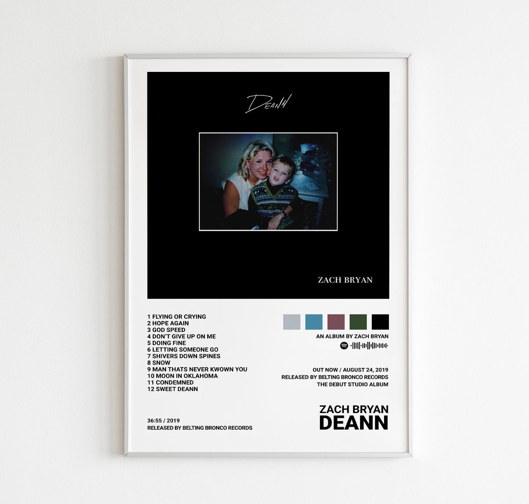 Zach Bryan Deann Poster / Album Cover Poster Print Wall - Etsy