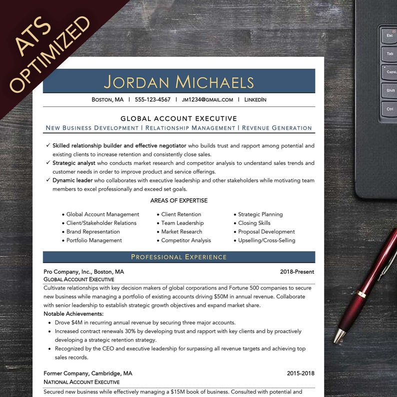 Sales/account Executive Resume Template: Instant Download - Etsy