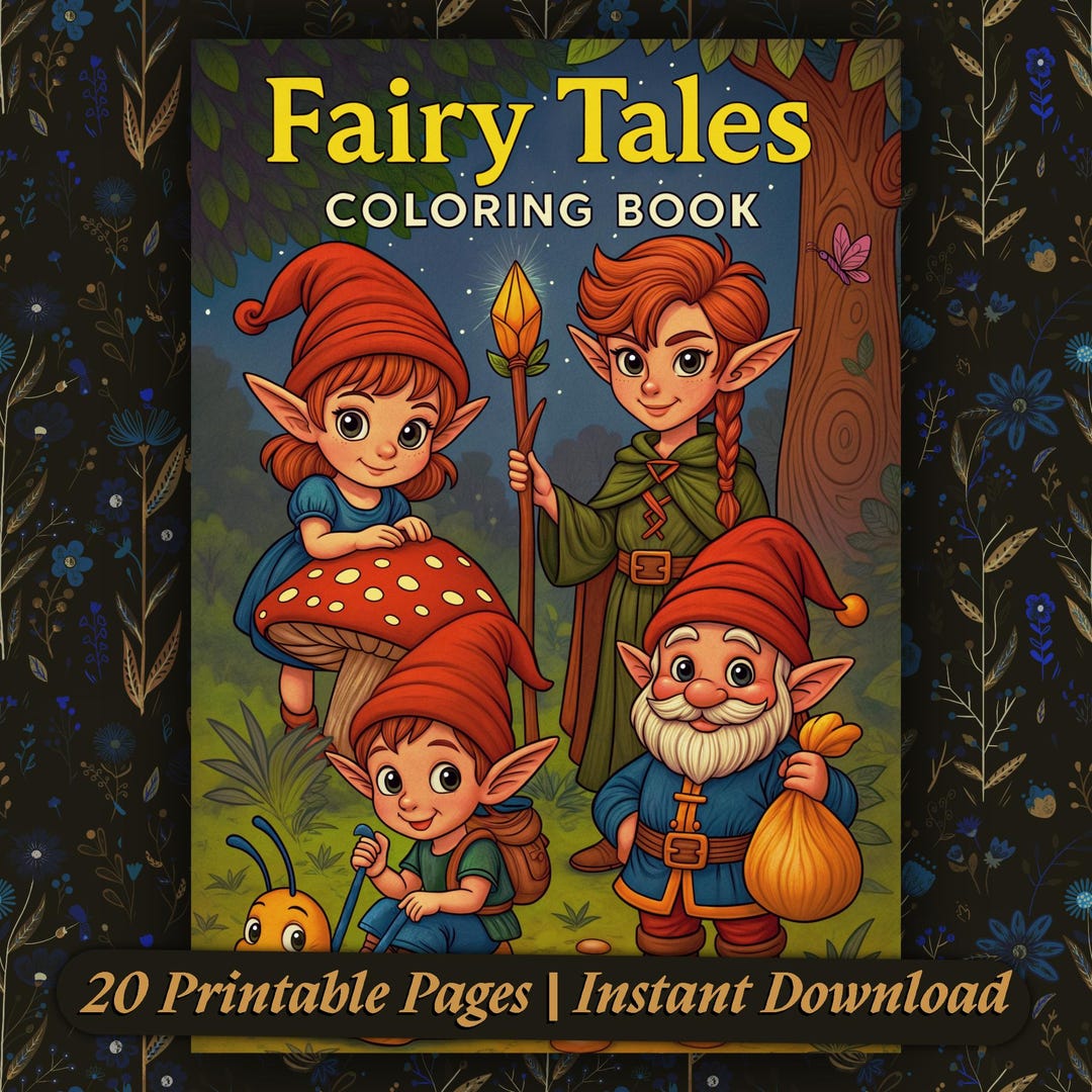 Fairy Tales Colouring Book for Kids - 20 Pages Printable PDF - Fairies ...