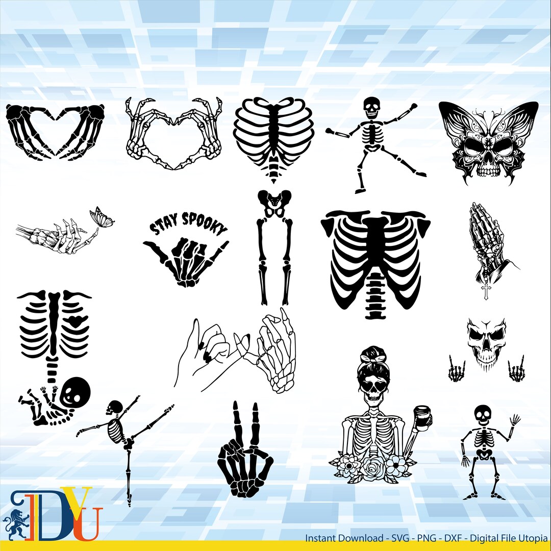 SKELETON SVG, Skeleton Svg Bundle, Skeleton Clipart, Skeleton Cut Files ...