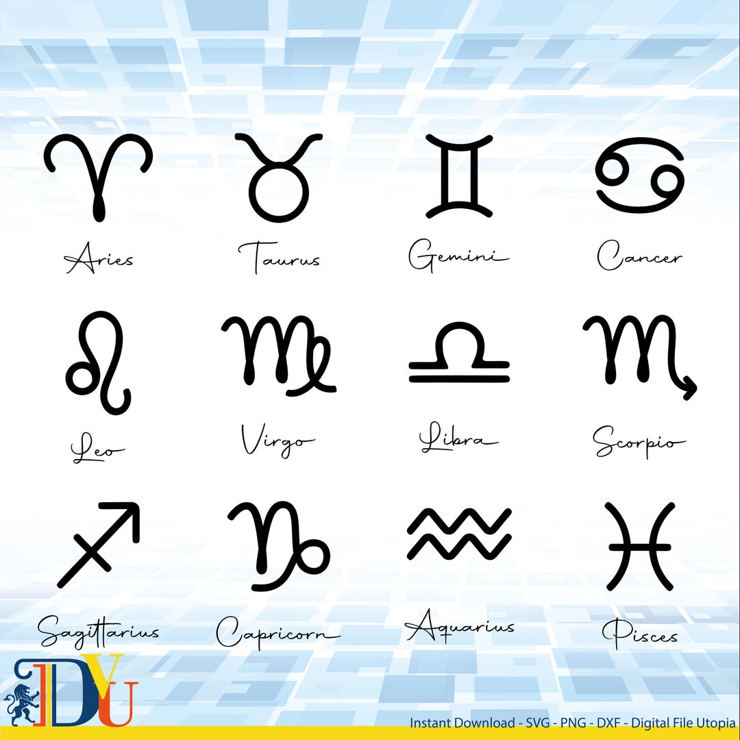 Zodiac Symbols Svg Bundle, Zodiac Svg, Astrology Svg, Horoscope Svg ...