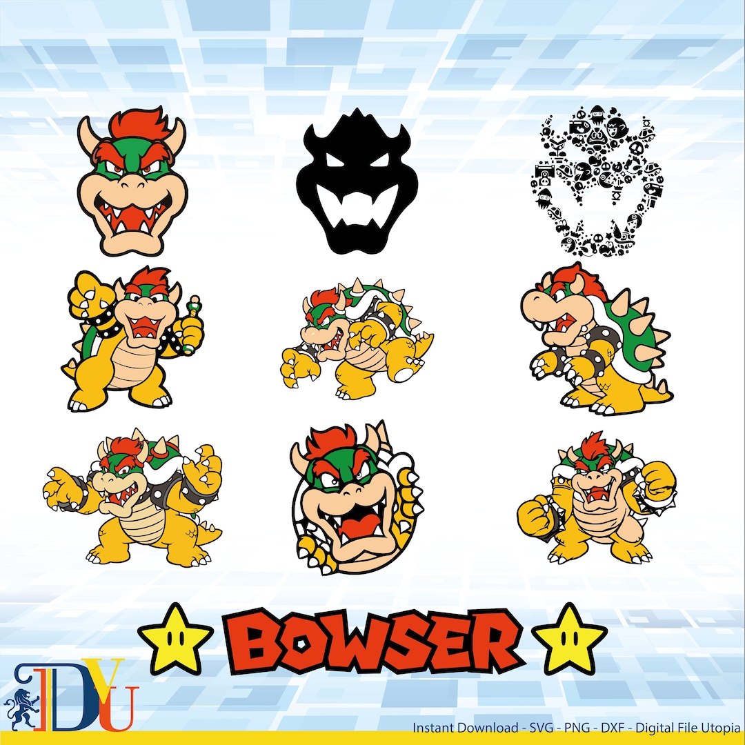 Bowser Svg Bundle, Bowser Cut File, Bowser Silhouette, Mario Svg ...