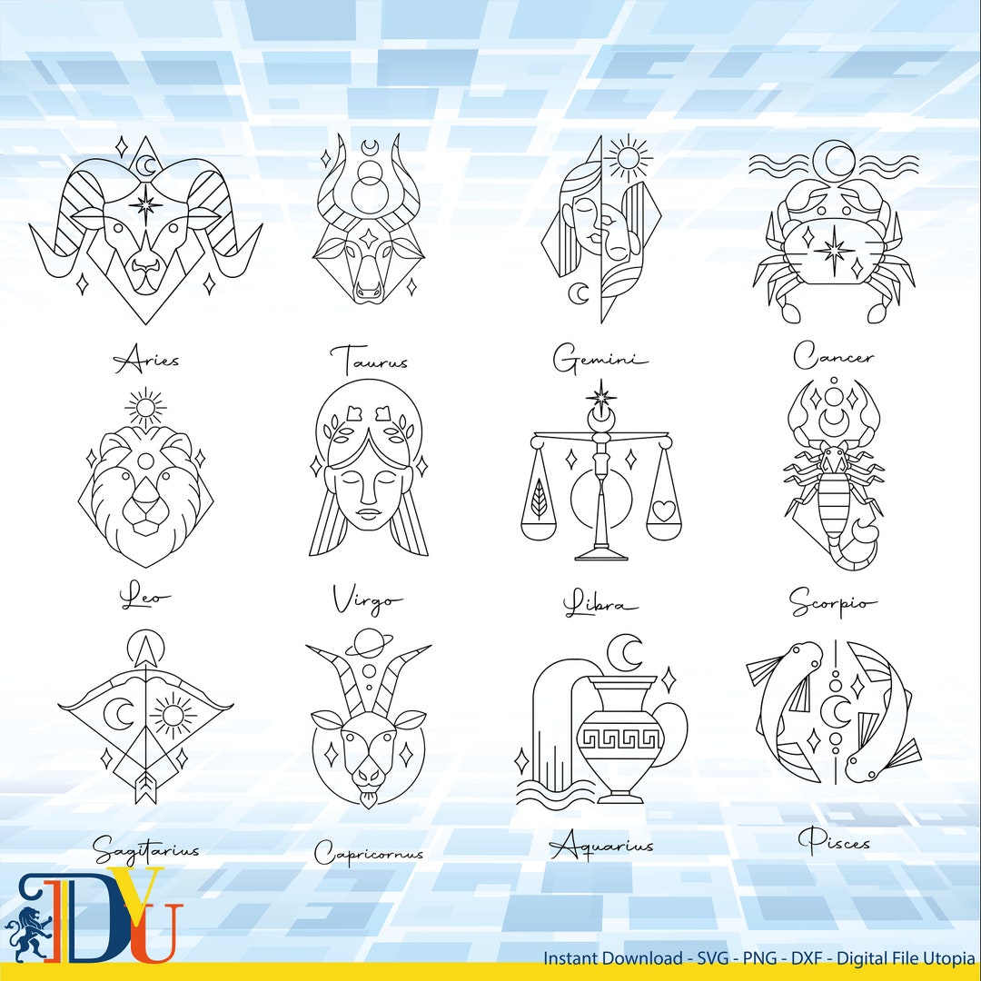 Zodiac Signs Svg Bundle,zodiac Sign Svg,astrology,horoscope Sign Svg ...