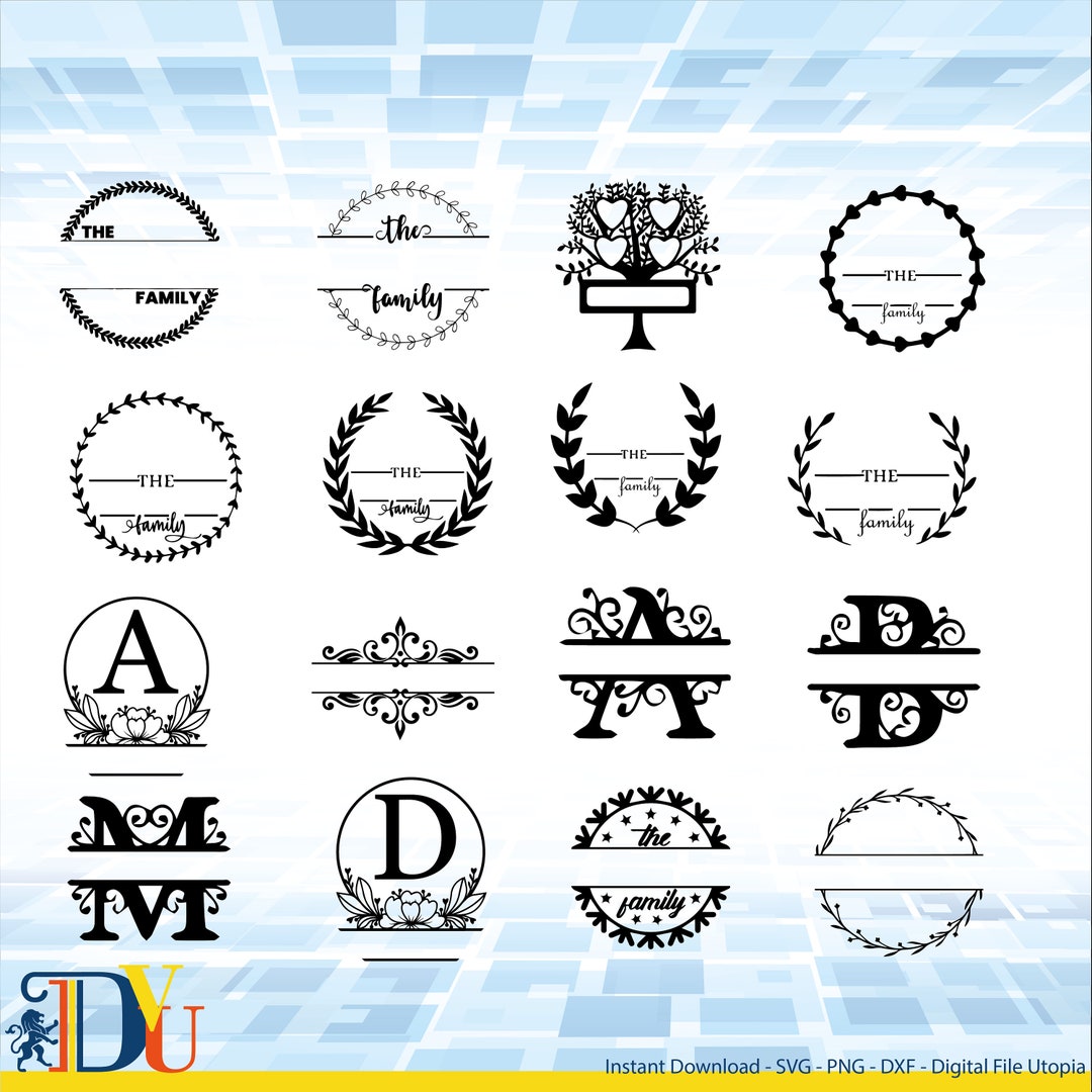 Family Name Monogram Svg Bundle | Monogram Svg | Split Monogram Svg ...