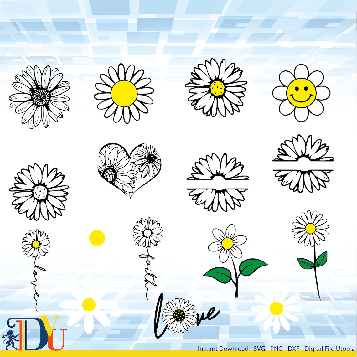 Daisy SVG Bundle, Daisy Flower Svg Files for Cricut, Clipart Cut Files ...