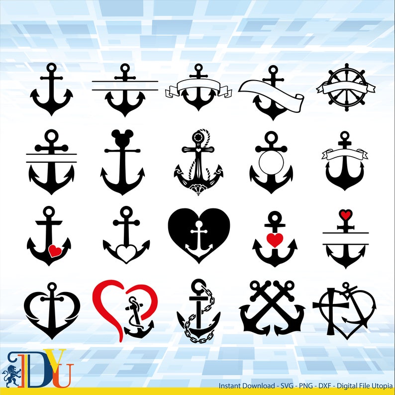 Anchor SVG Bundle, Split Anchor Rope SVG, Anchor Frame SVG, Anchor ...