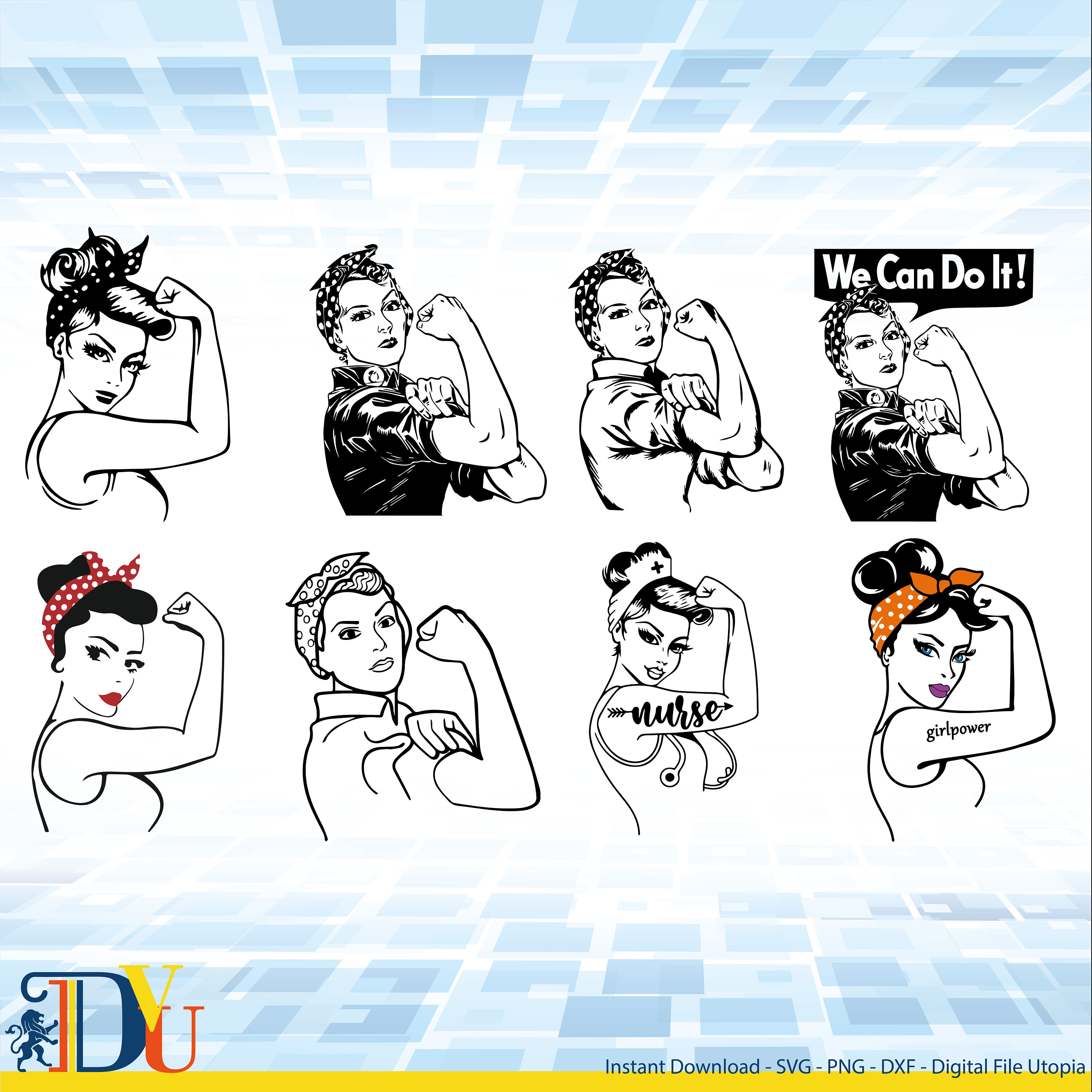Rosie the Riveter Svg Bundle, Riveter Rosie Svg, Woman Empowerment ...