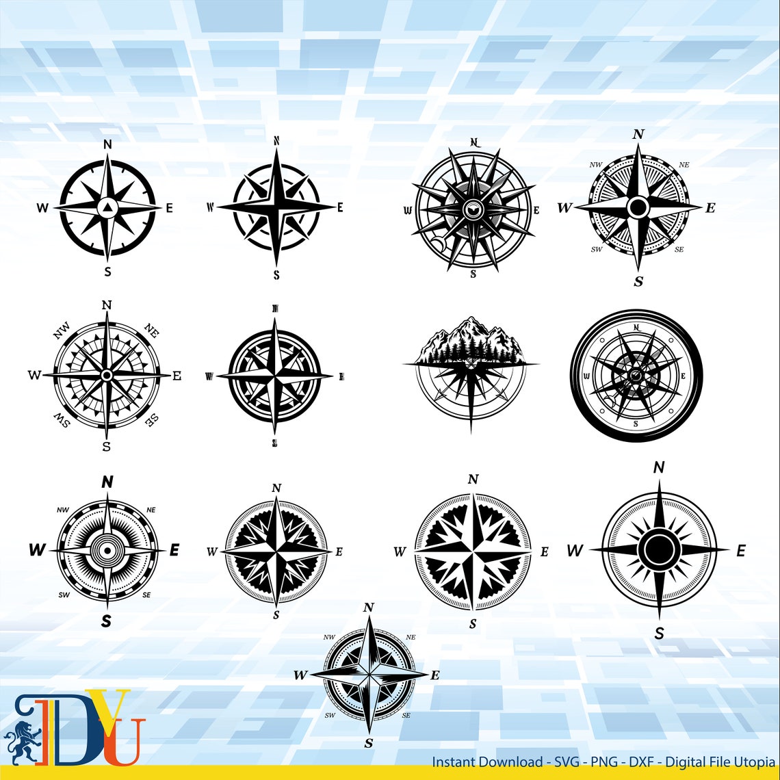 Compass Svg Bundle, Compass Svg, Compass Rose, Nautical Compass, Cricut ...
