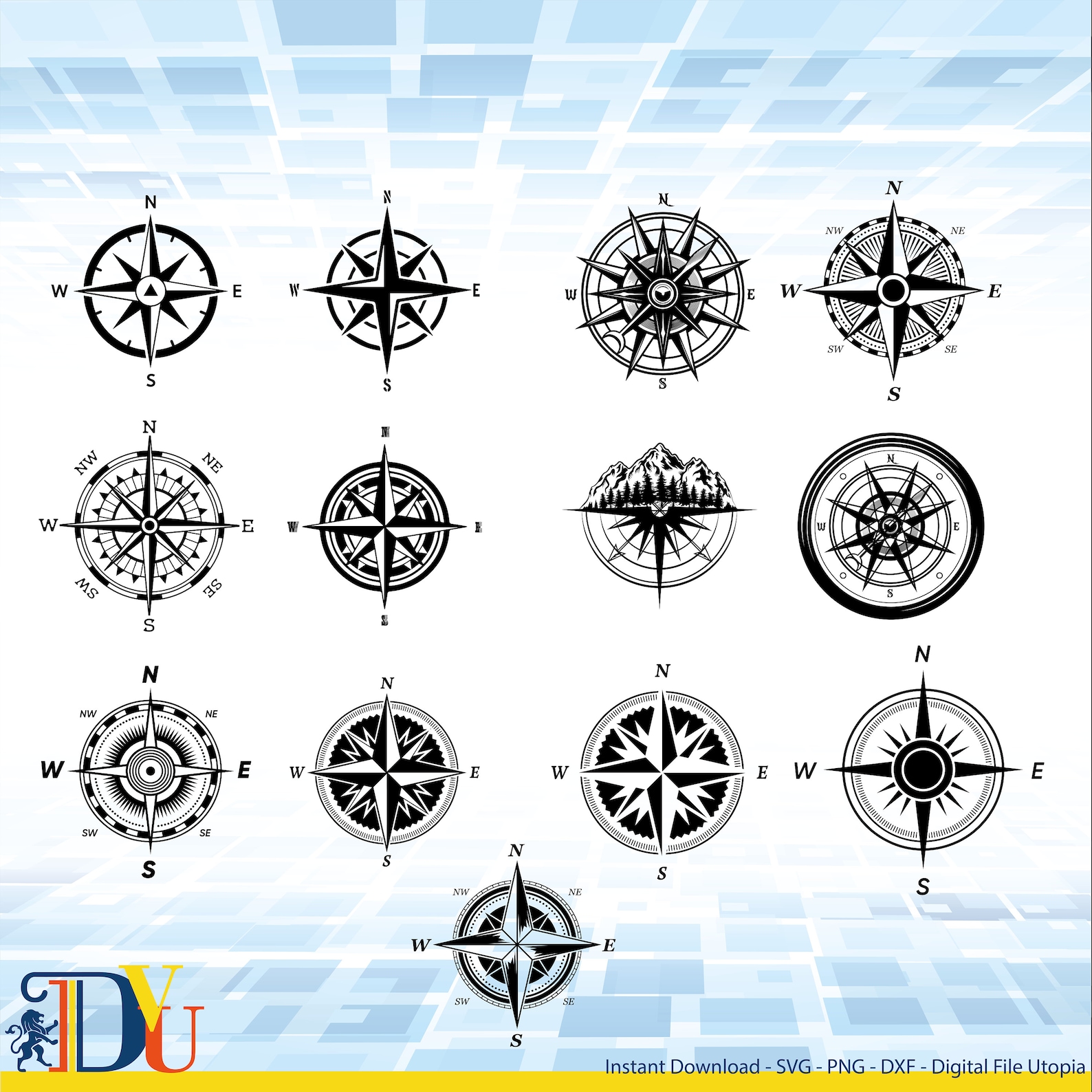 Compass Svg Bundle, Compass Svg, Compass Rose, Nautical Compass, Cricut ...