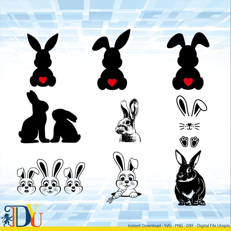 Rabbit Svg - Etsy