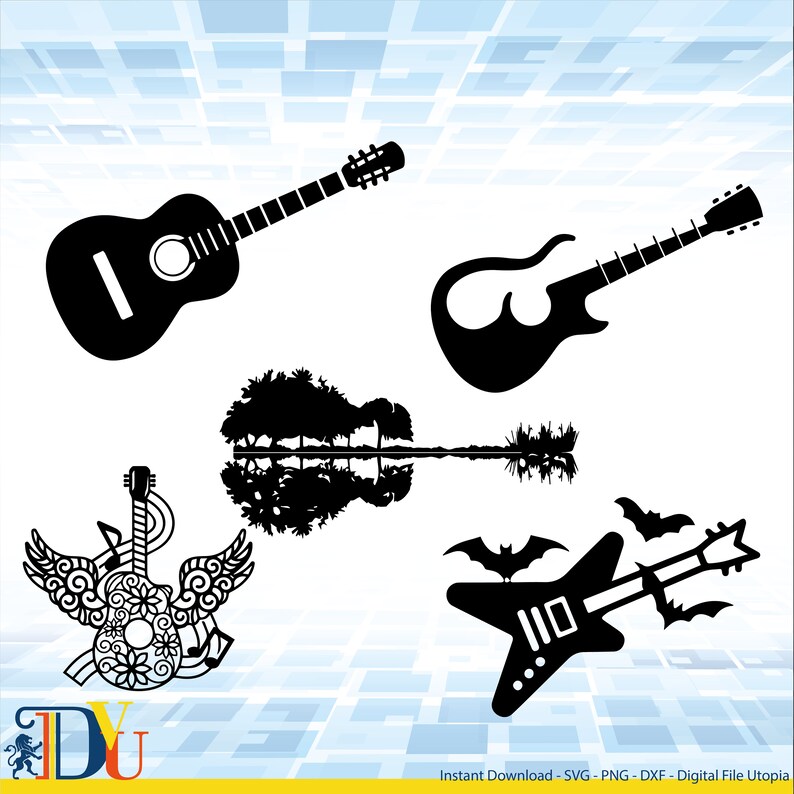 Guitar SVG Bundle, Guitar Note Svg, Guitar Clipart, Music Svg, Electric Guitar Svg, Acoustic ...