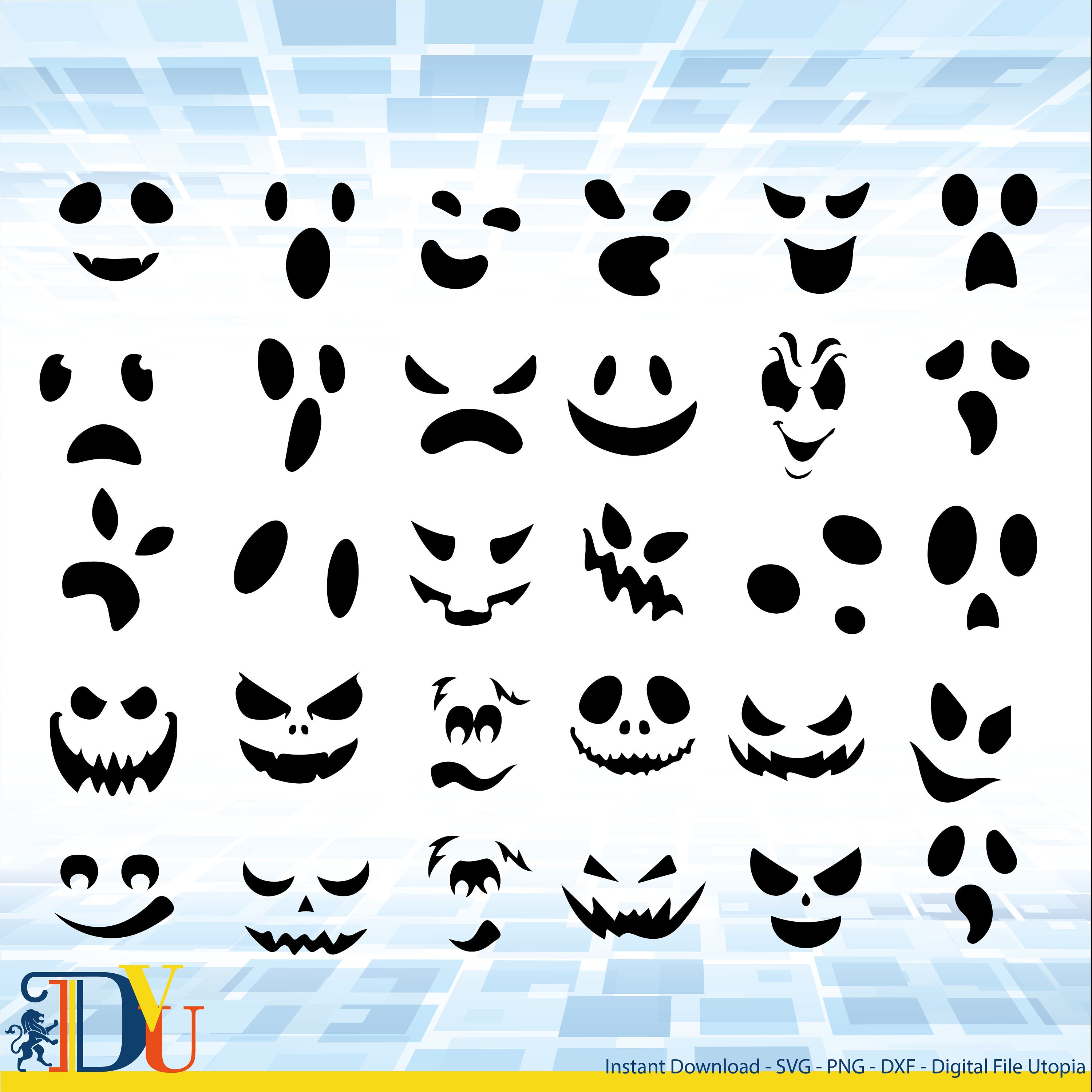 Ghost Face SVG Bundle, PNG, Halloween Svg, Cricut, Ghost Design, Cute ...