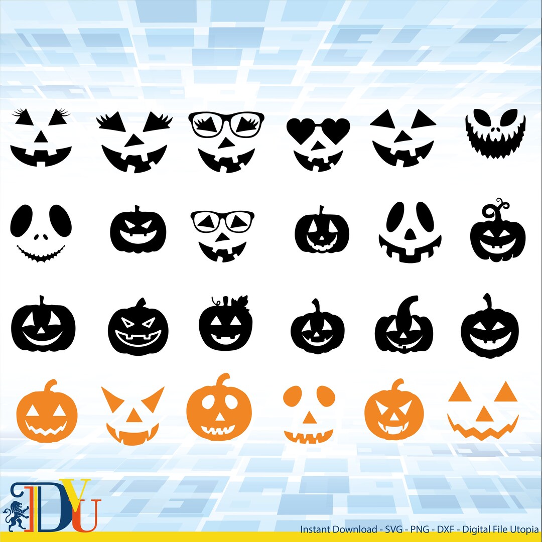 Pumpkin Face SVG Bundle, Pumpkin Face PNG Bundle, Pumpkin Face Clipart ...