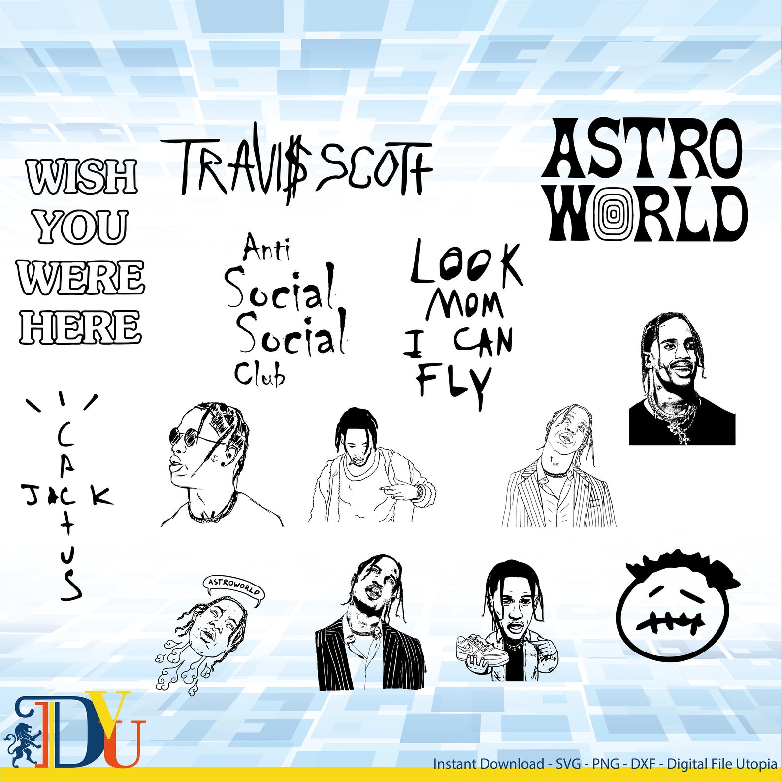 Travis Scott Svg Bundle, Travis Scott Png, Travis Scott Stickers ...