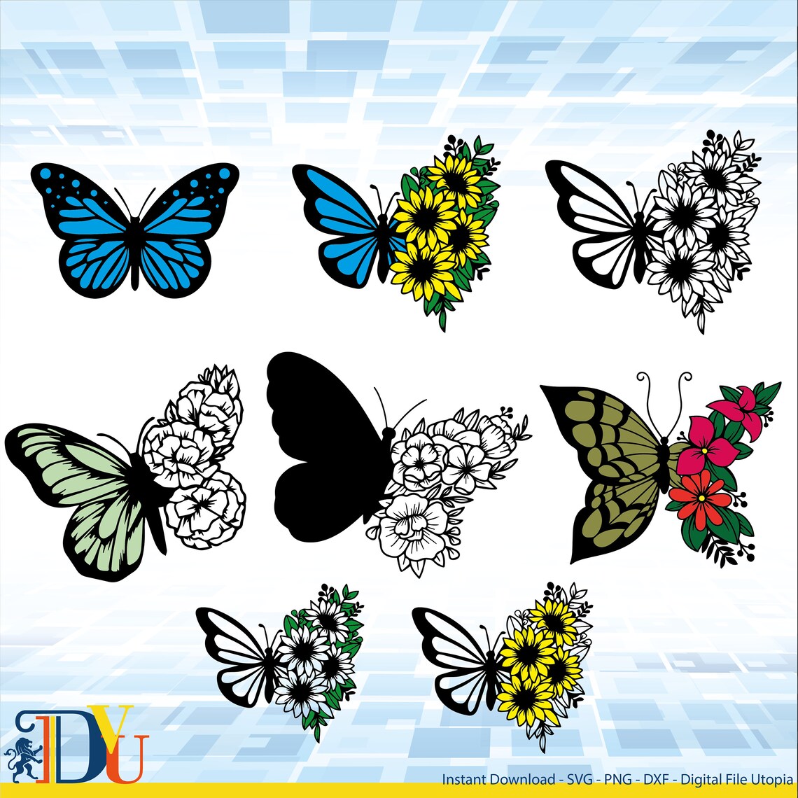 Sunflower Butterfly Svg Sunflower Svg Butterfly Svg - Etsy