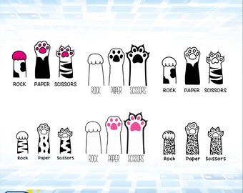 Rock Paper Scissors PNG, Pet SVG, Animal PNG, Cat Paw Svg, Cat Lovers ...