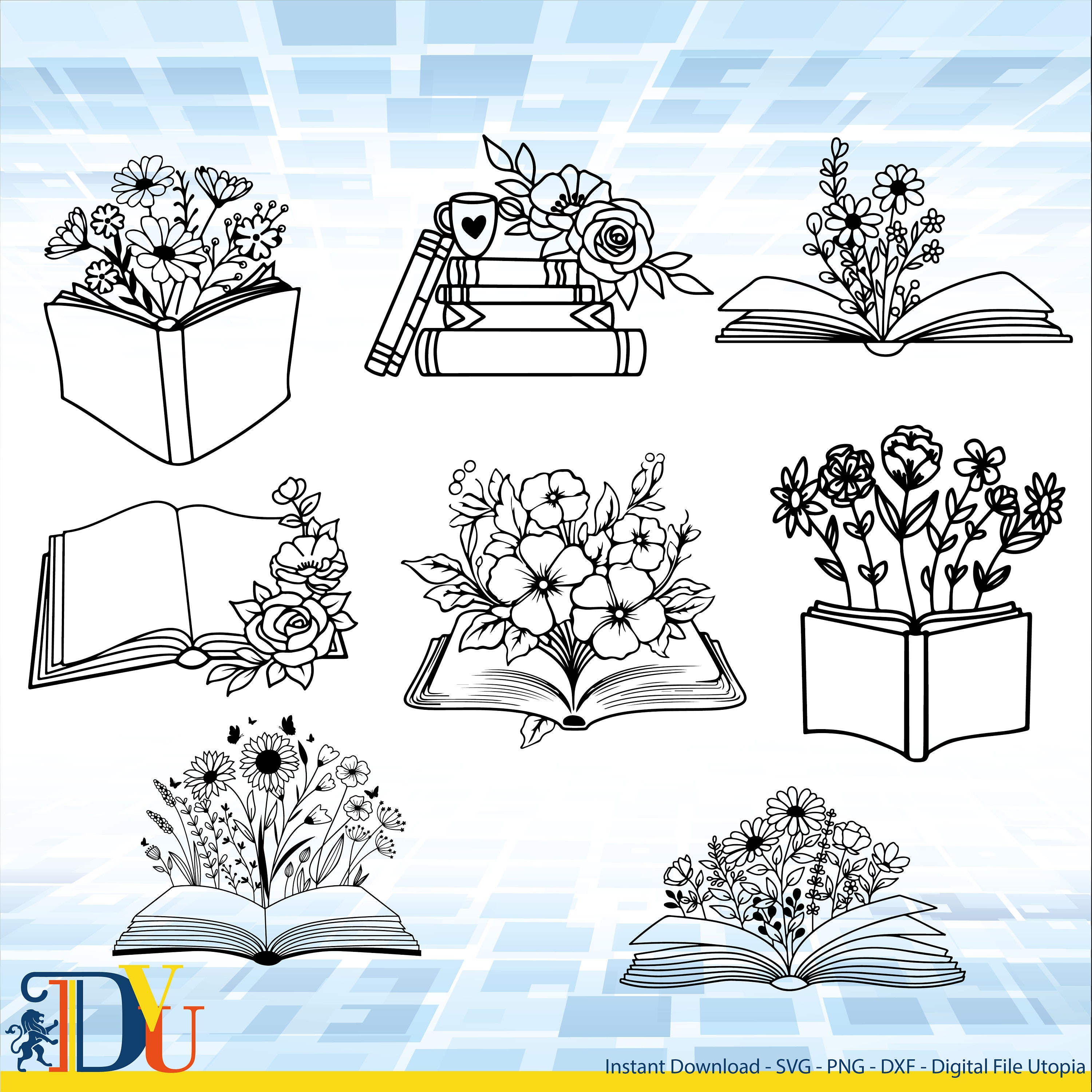 Floral Book Svg, Book With Flower Svg, Book Svg, Flower Svg, Book ...