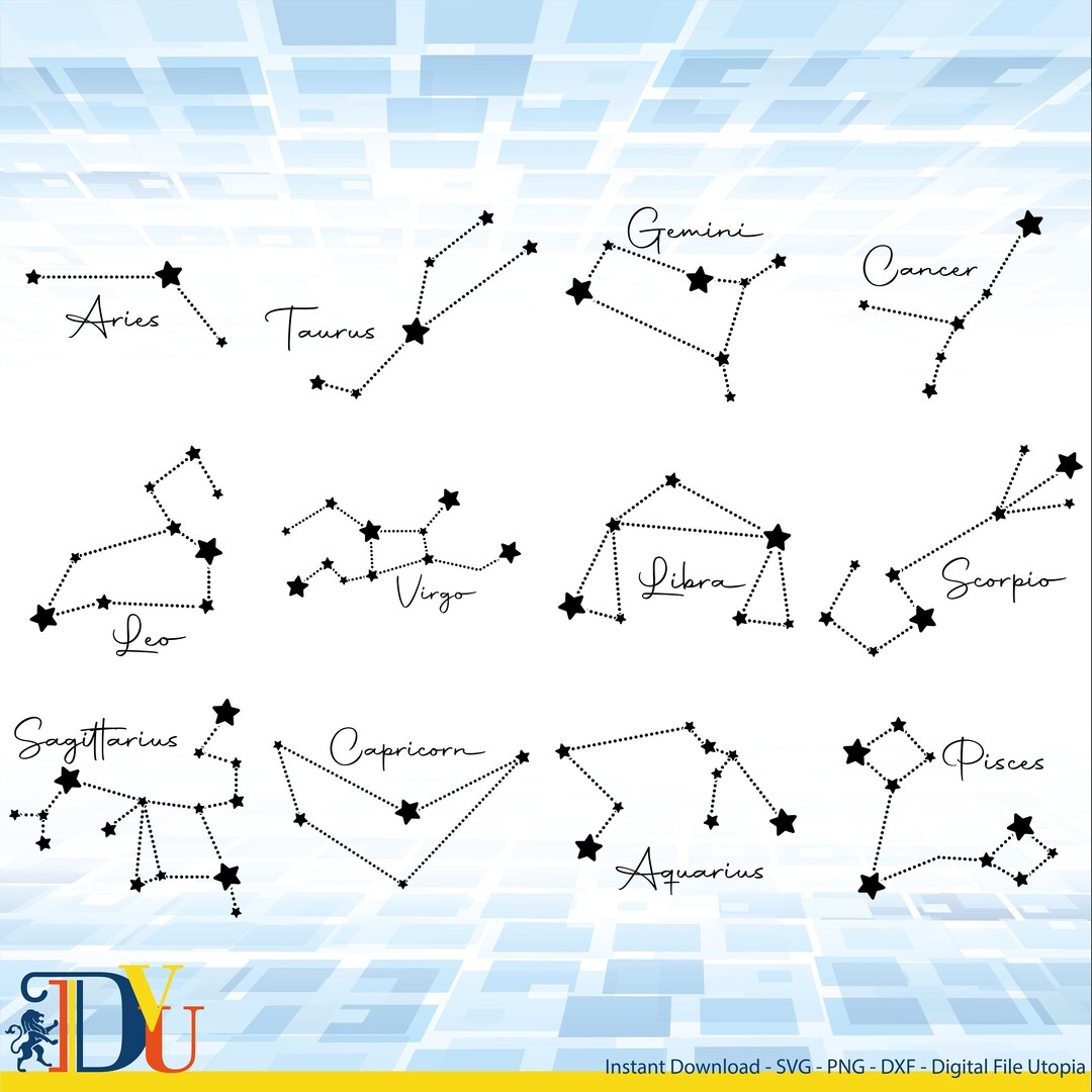 Star Zodiac Constellation Svg Bundle,star Zodiac Svg,astrology Svg ...