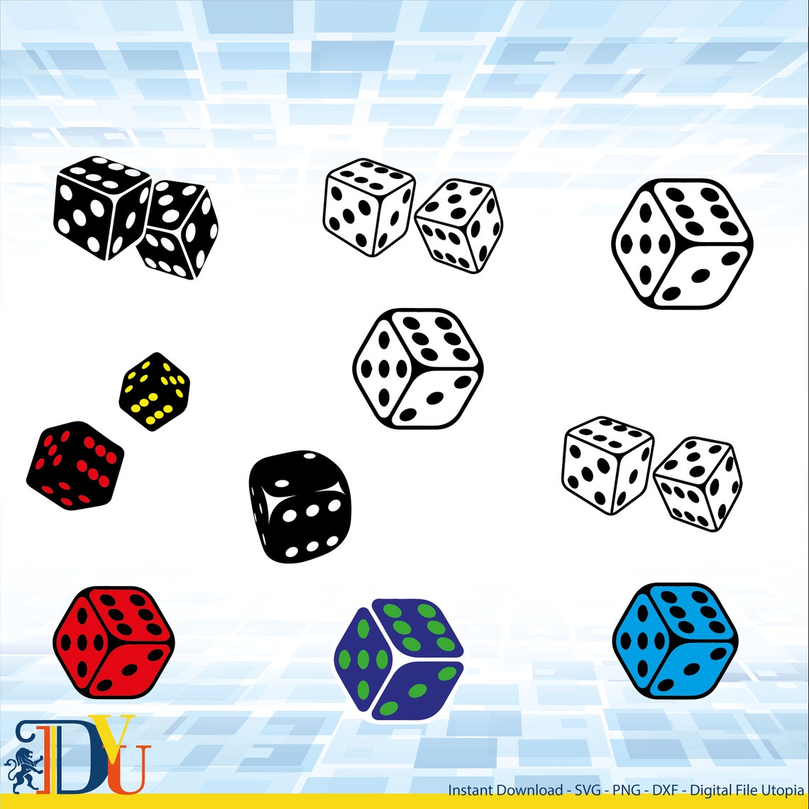Dice SVG Bundle, Dice PNG Bundle, Dice Clipart, Dice SVG Cut Files for ...