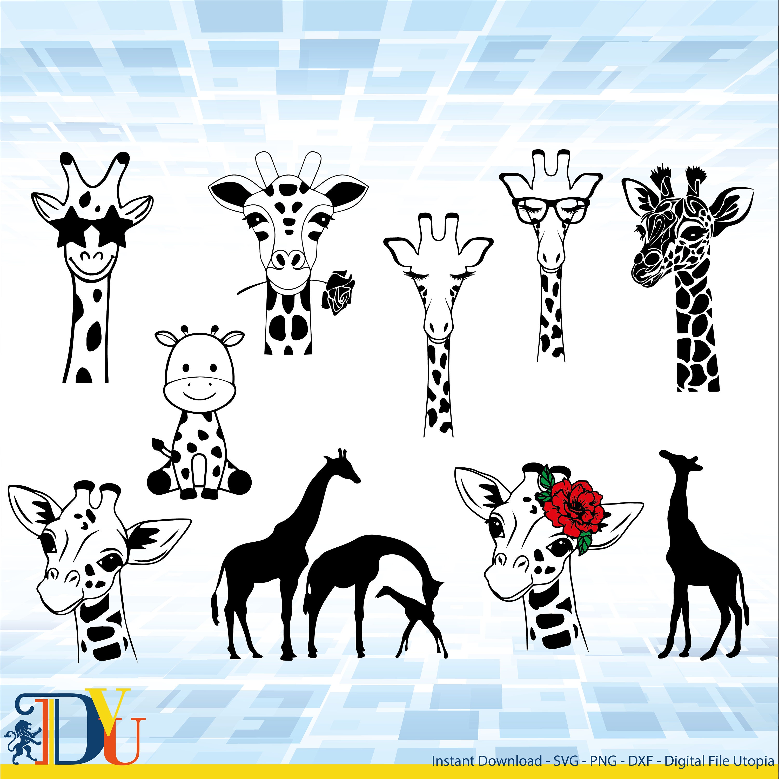 Giraffe Svg, Giraffe Svg Bundle, Giraffe Silhouette, Cute Giraffe Svg ...