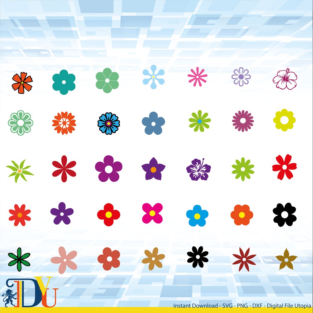 Cute Flower Svg Bundle, Gardening Flower Icon Svg, Flat Flowers Clipart ...