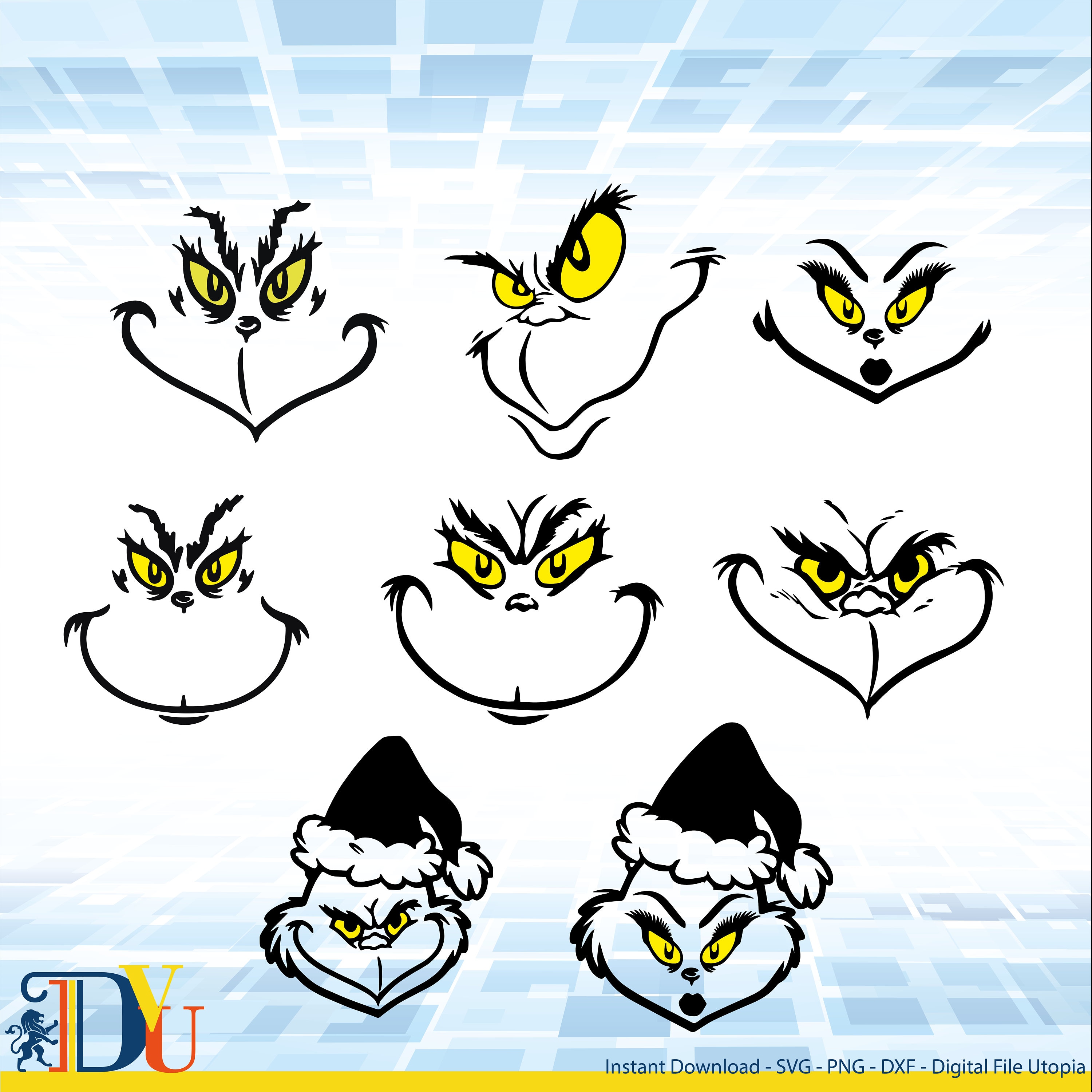 Grinch Face SVG Bundle, PNG, Cricut, Grinch Svg, Christmas Svg, Grinch ...