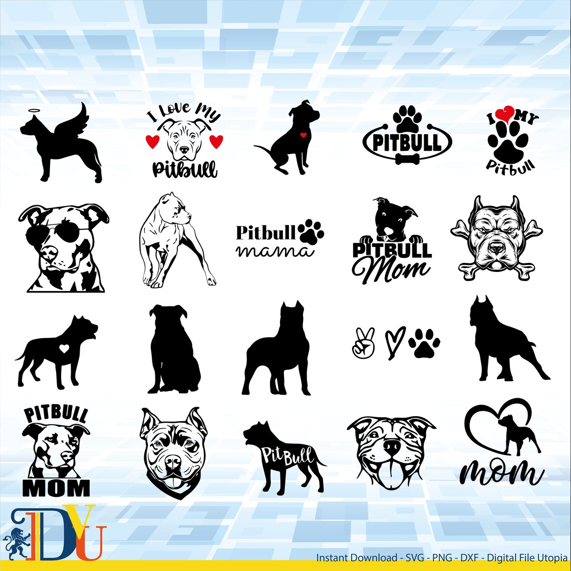 Pitbull SVG Bundle Pitbull Clipart Pitbull Vector Pitbull Cricut ...