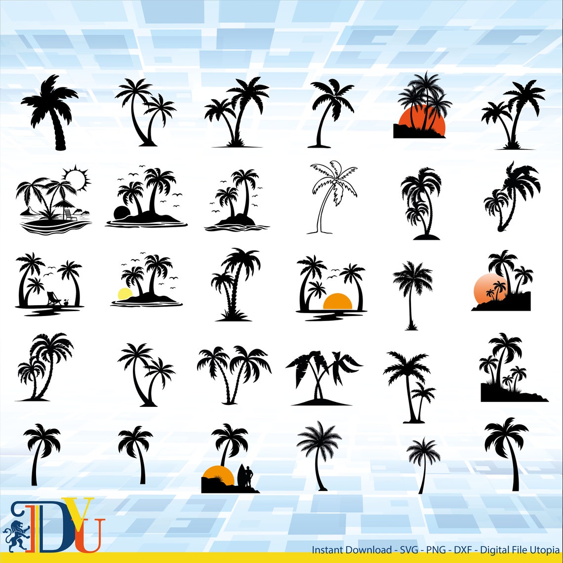 Palm Tree SVG Bundle Palm Tree PNG Bundle Palm Tree Clipart Palm Tree ...