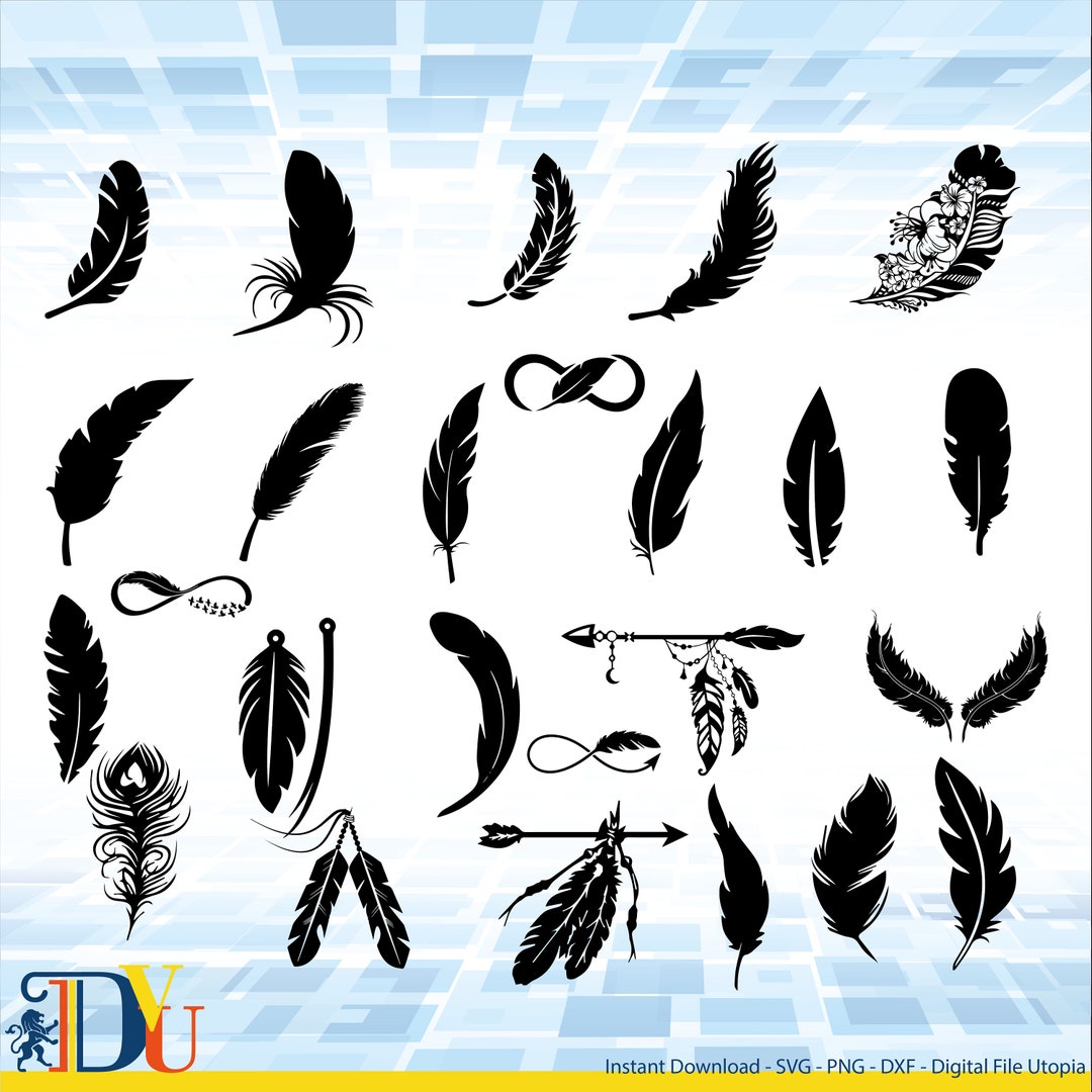 Feather SVG Bundle, Feather Svg, Boho Svg, Feather Clipart, Feathers ...