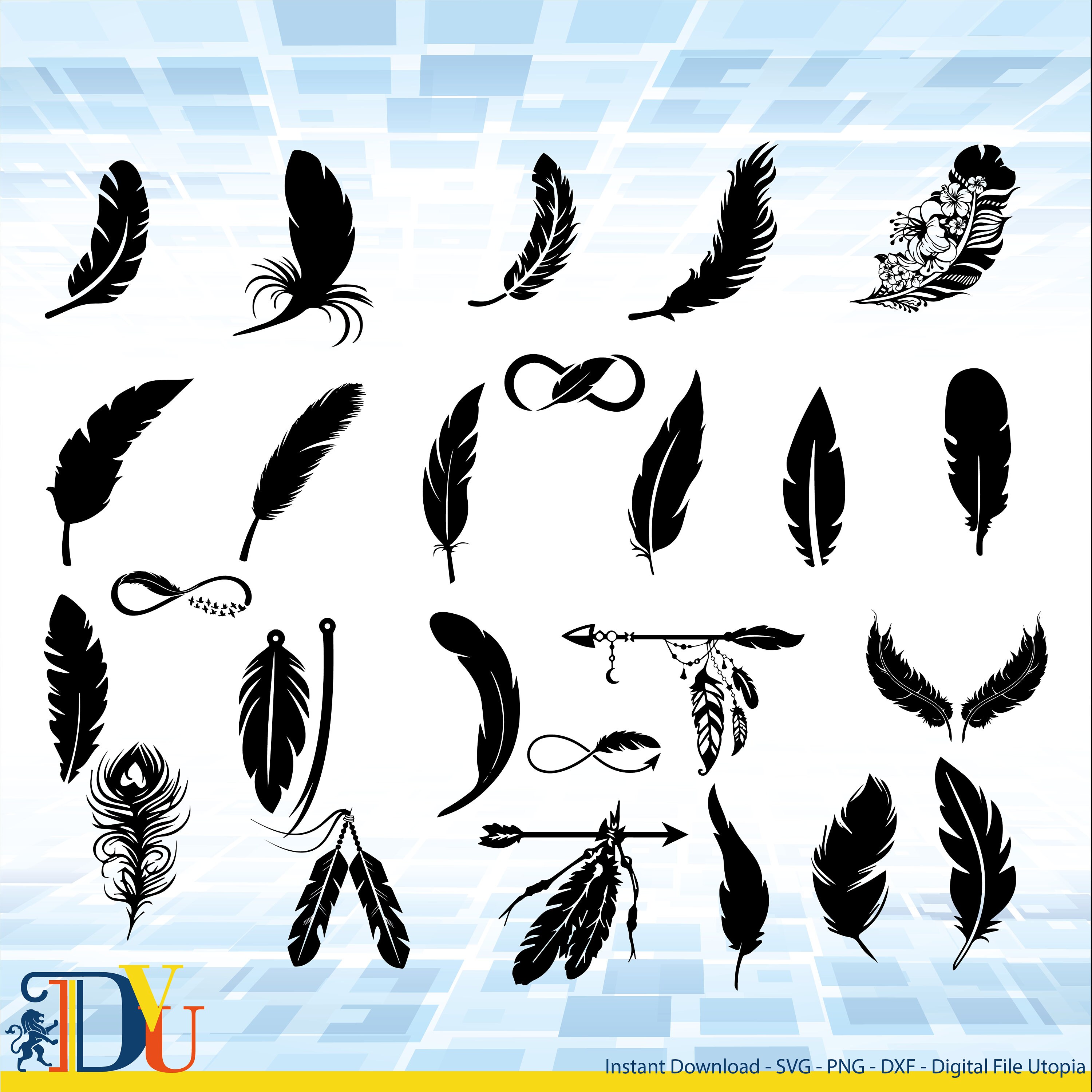 Paquete SVG de plumas, Pluma svg, Boho svg, Imágenes prediseñadas de ...