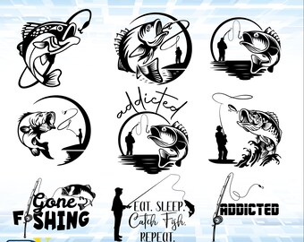 Fisherman Catching Fish Svg, Fishing Addicted, Gone Fishing Svg,fishing ...