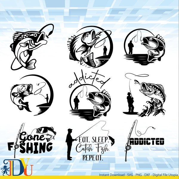 Catching Fish Svg - Etsy