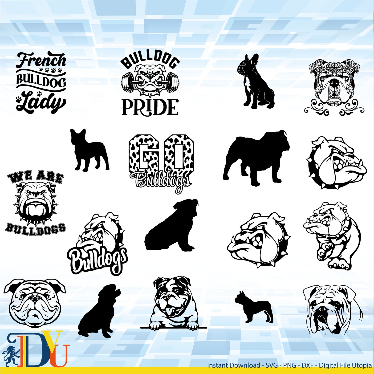 Bulldog SVG Bundle, Bulldog SVG, Bulldog Head Svg, Bullldog Face Svg ...