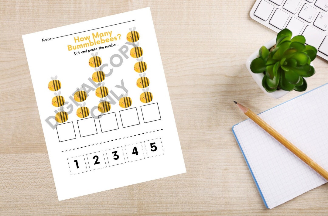 Spring Worksheet BUMBLEBEE COUNTING - Etsy