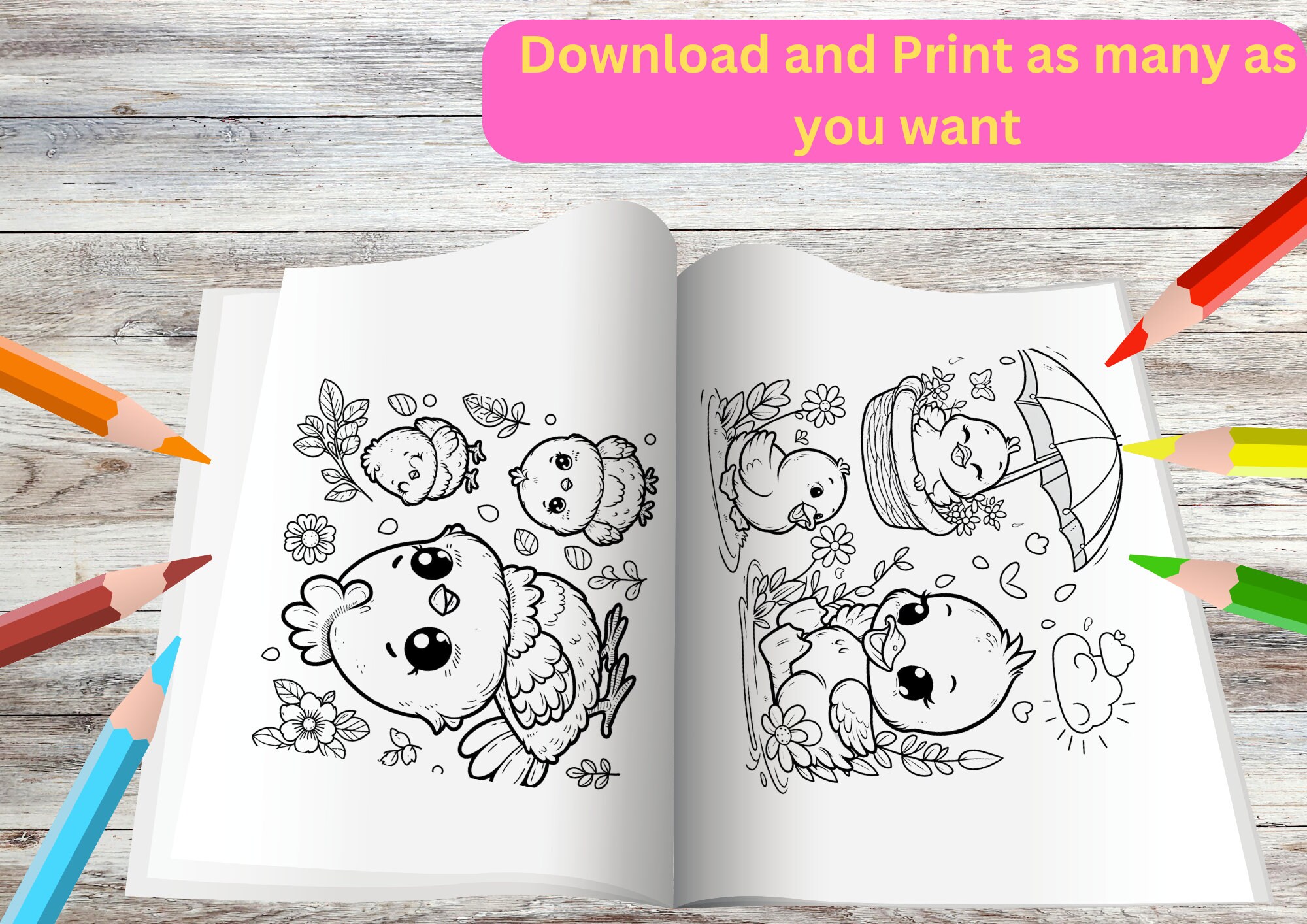 40 Animals and Babies Coloring Pages, Nursery Activities,cute Coloring ...