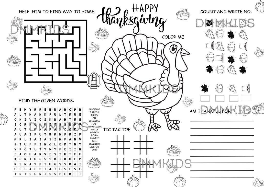 Thanks Giving Day Worksheet for Fun, Thanks Giving Day Activity, Table ...