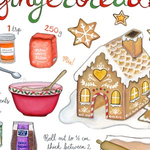 Gingerbread Recipe Illustration, Art Print, A5, A4, A3 - Etsy