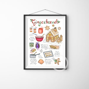 Gingerbread Recipe Illustration A4 - Etsy