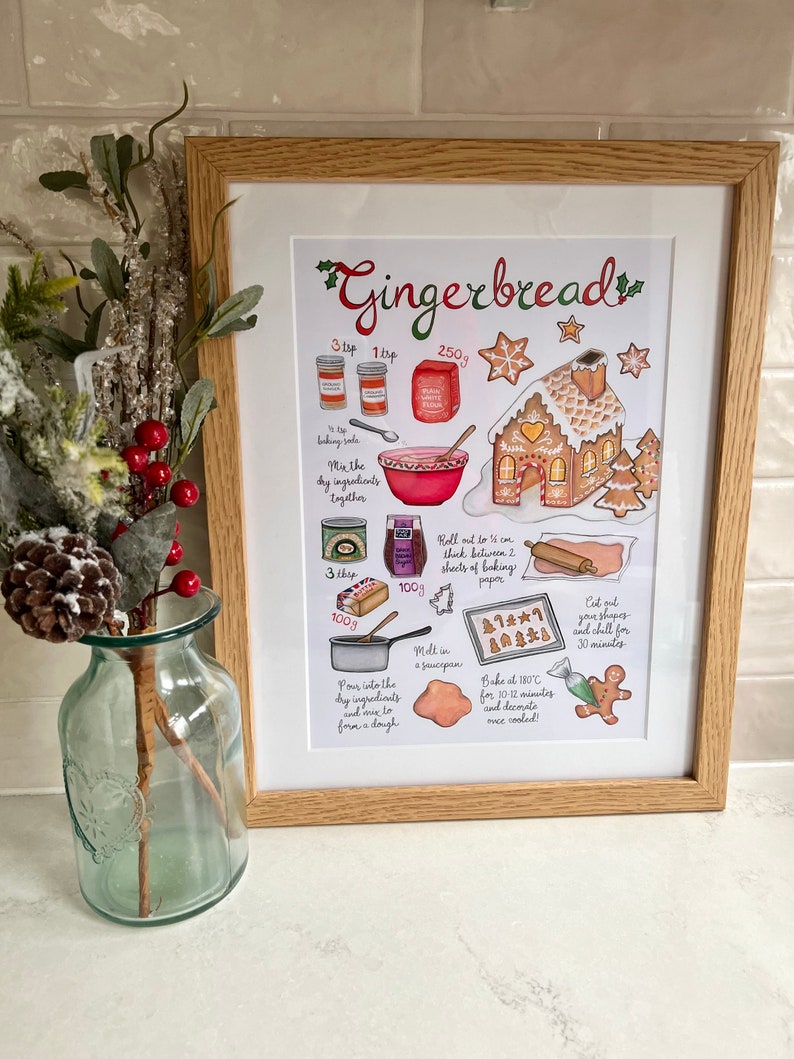 Gingerbread Recipe Illustration A4 - Etsy