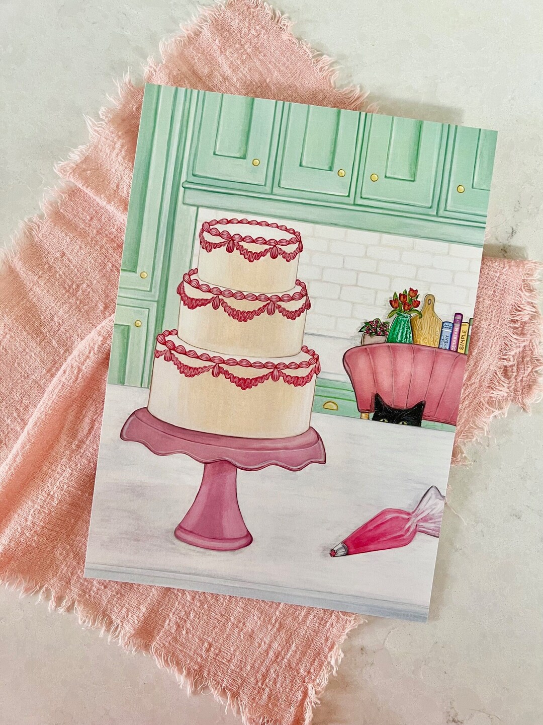 Cat's Got the Cake Illustration A4 - Etsy