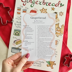Gingerbread Recipe Illustration, Art Print, A5, A4, A3 - Etsy