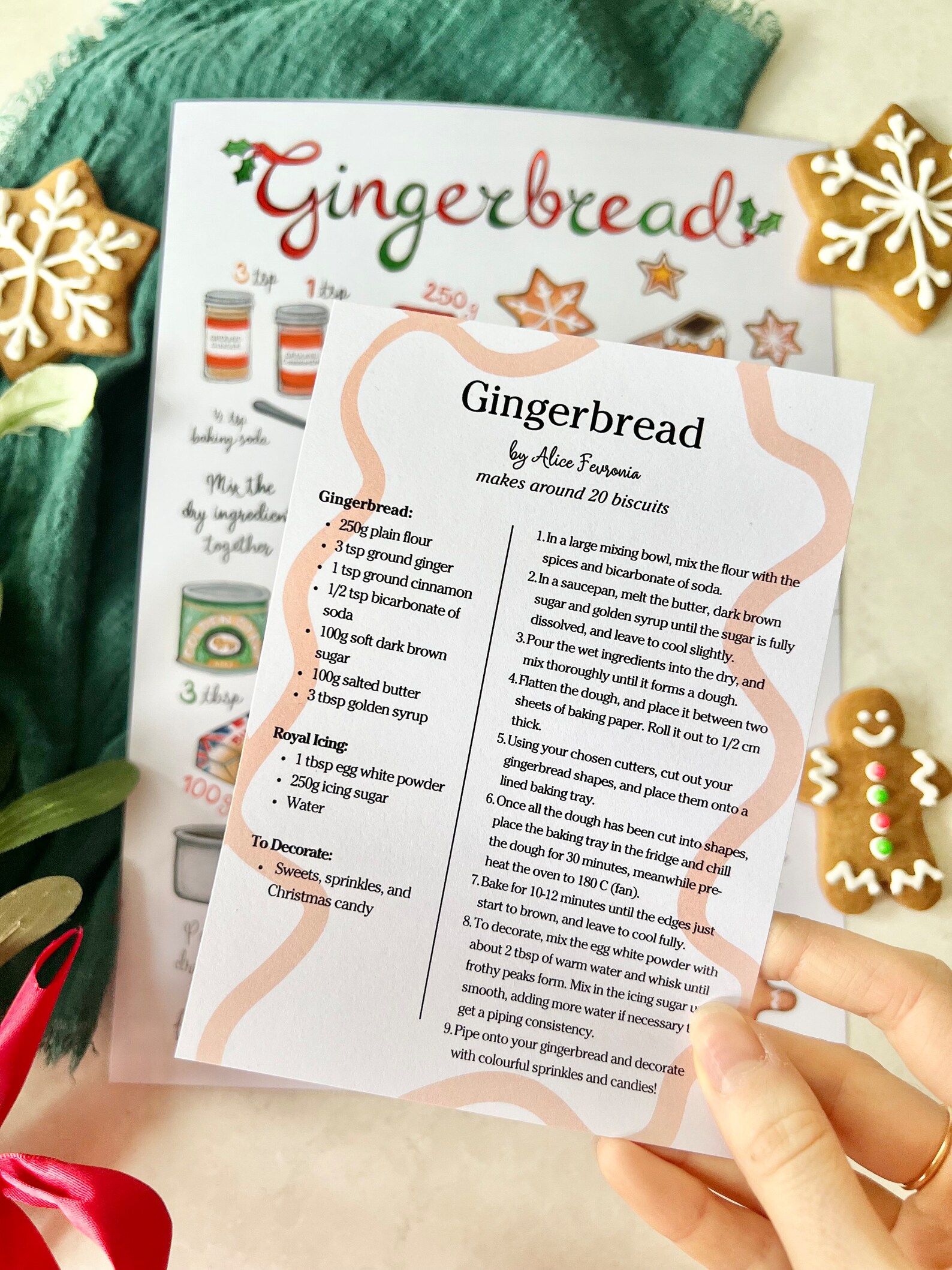 Gingerbread Recipe Illustration A4 - Etsy